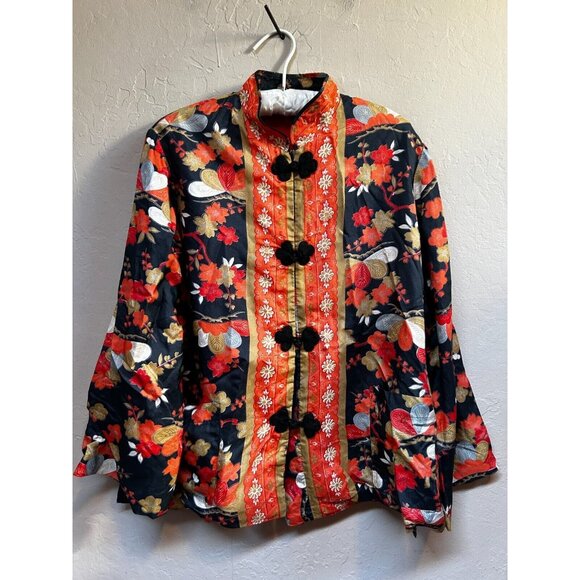 Unbranded | Jackets & Coats | Vintage Women Mandarin Collar Floral Knot ...